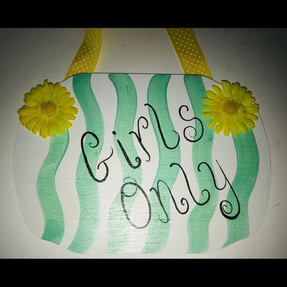 Accessories | New Wood Door Sign Girls Only Yellow Ribbon | Poshmark